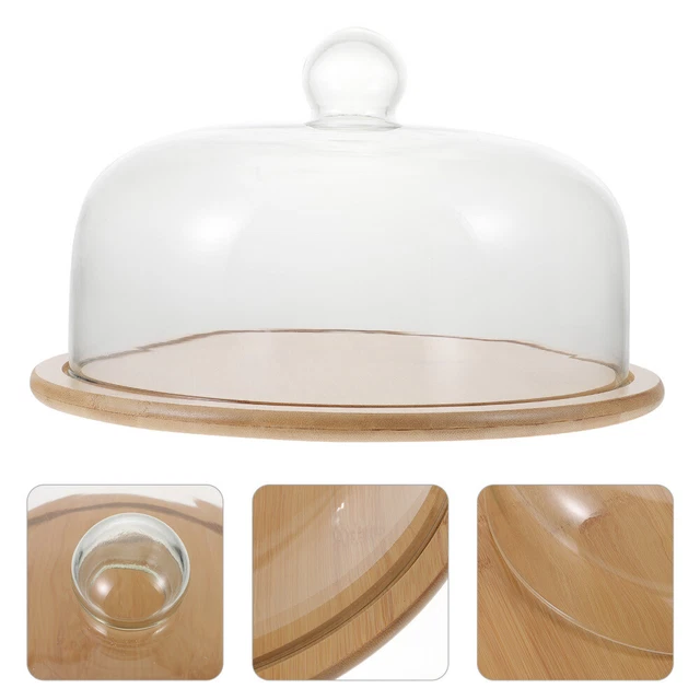 CAKE COVERS DOME Stand with Lid Rotating Display Tray Suite Glass Baby ...