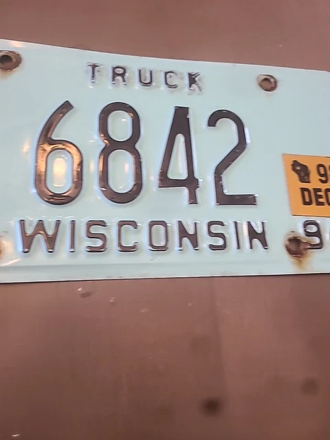 1994 WISCONSIN TRUCK license plate unusual LIGHT BLUE £14.15 - PicClick UK