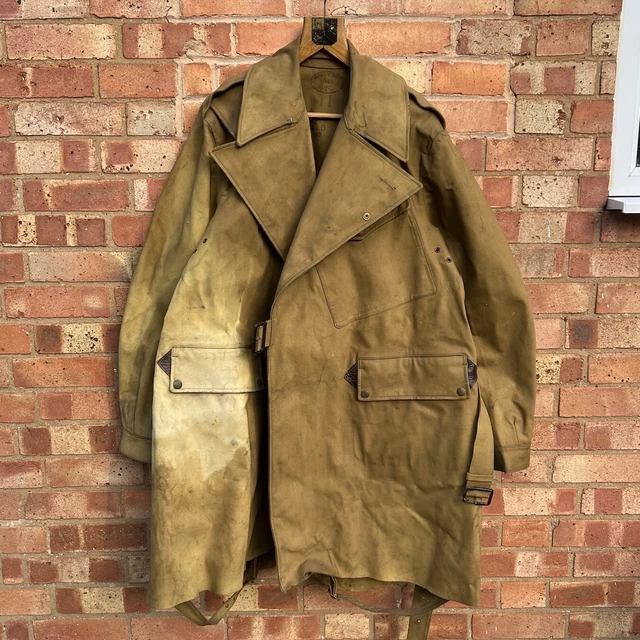 VINTAGE WW2 1944 Dated Dispatch Rider Motorcycle Rubberised Coat Jacket ...