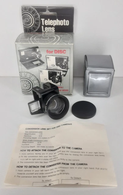 DISC CAMERA TELE-CONVERSION Lens AmCam 1.5x & Original Box Vintage ...