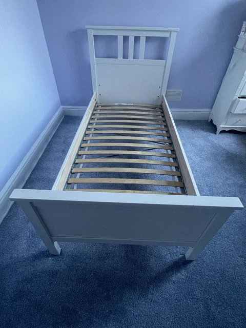 IKEA WHITE SINGLE Wooden Bed Frame Hemnes £29.99 - PicClick UK