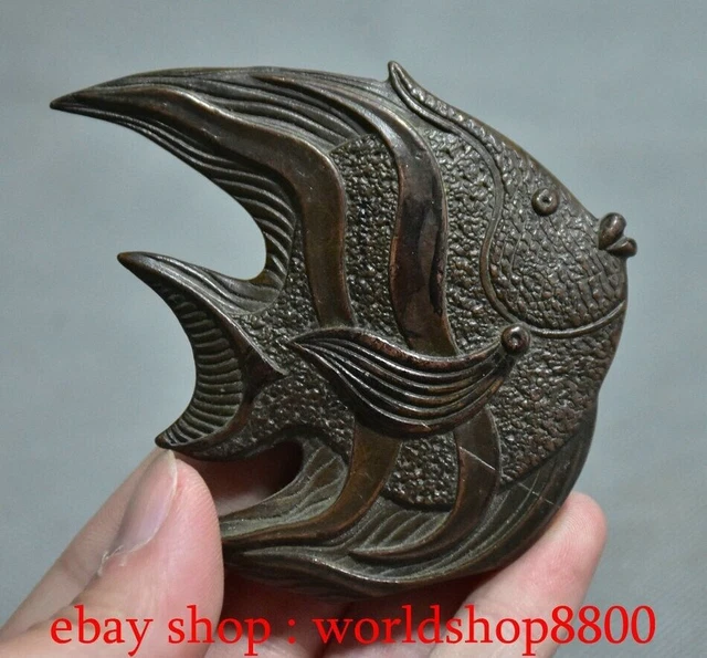 2.8& RARE OLD Chinese Red Copper Feng Shui Wealth Flatfish Statue ...