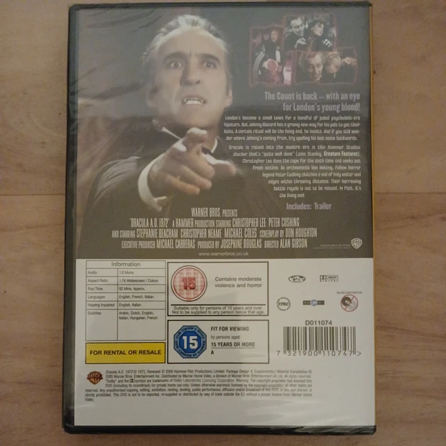 DRACULA A.D. 1972 (DVD, 2005) Christopher Lee *** NEW *** £9.98 ...