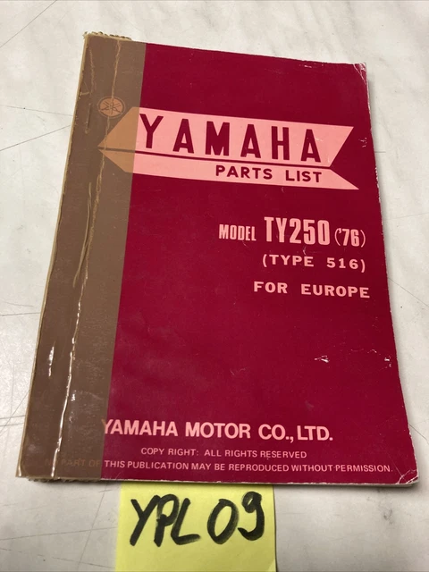 YAMAHA TY250 1976 Tipo 516 Catalogo Monete Ricambio Parts Lista Ty 250 ...
