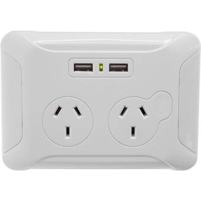 EVERSURE 2400W CLIP Cover Wall Plate w/ USB Double GPO Night Light AC ...