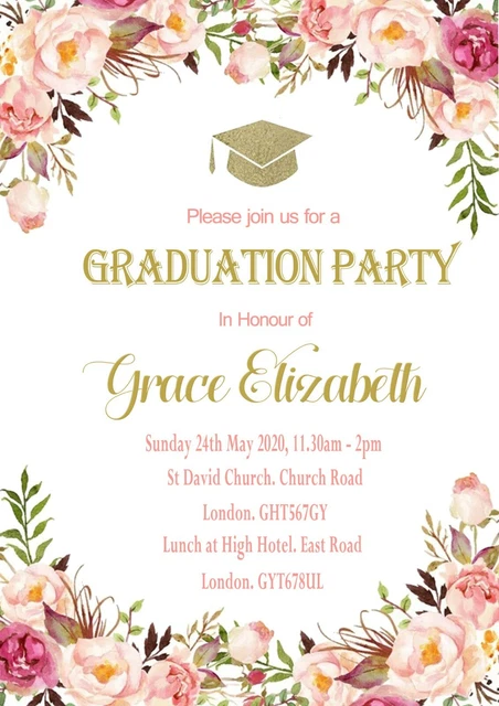 PERSONALISED GRADUATION LEAVERS prom school Party Invitations ...