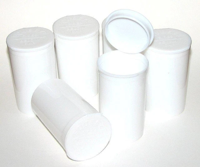 6 POP TOP Squeeze Open Prescription Bottle Rx 19 Dram Medical Container ...