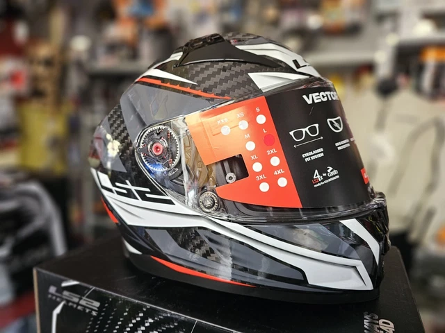 CASCO INTEGRALE LS2 vector II 2 c carbon Savage White Red ff811 taglia ...