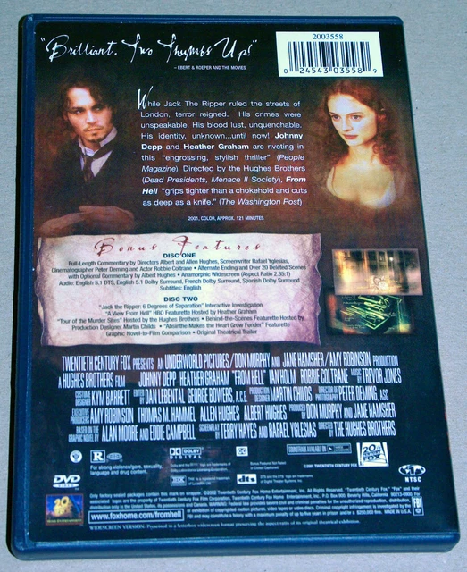 FROM HELL DIRECTORS' Limited Edition (DVD, Widescreen) $8.88 - PicClick CA