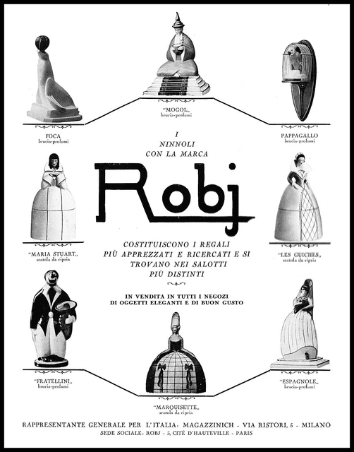 ADVERTISEMENT 1926 ROBJ Paris Ceramic Porcelain Art Deco Burns Perfumes ...