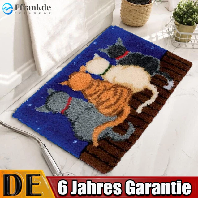 KATZE KNÜPFTEPPICH FÜR Kinder und Erwachsene zum Selber Knüpfen DIY ...