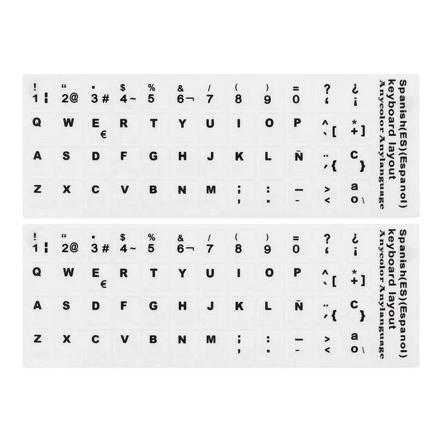 SPANISH KEYBOARD STICKER White Background W Black Lettering 2Pcs $6.89 ...