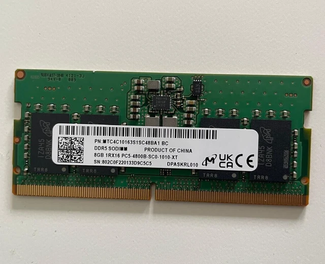 BARETTE MÉMOIRE 8GB Sodimm DDR5 4800B -SC0-1010-XT pour pc portable Ram ...