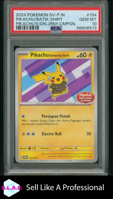 PIKACHU/BATIK SHIRT PIKACHU'S Pokemon Indonesian Sv-P Promo 2024 154 Psa 10 EUR 54,99 - PicClick DE