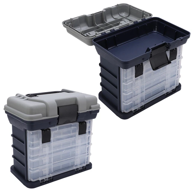 UTILITY 4 LAYERS Big Fishing Tackle Box Plastic Handle Carp Fish BA £43 ...