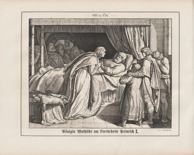 REINE MATHILDE SUR Le Lit De Mort Heinrich I. 936 Ap. J.-C. BOIS GRAVÉ ...