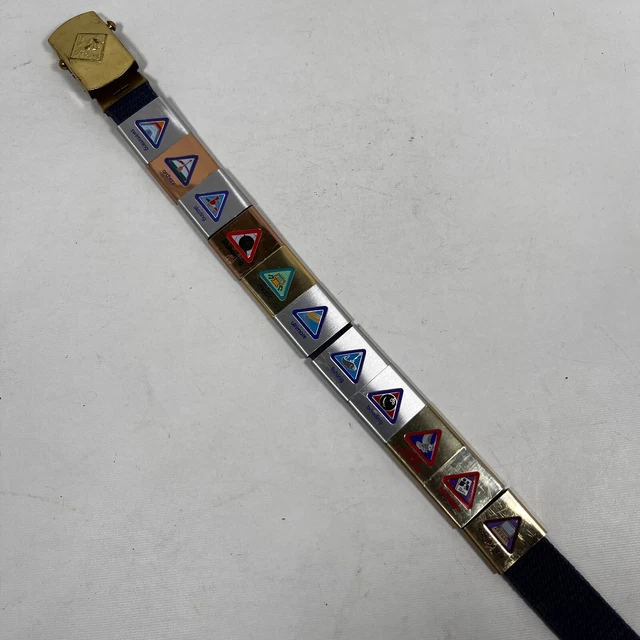 BSA BELT CUB Boy Scouts Uniform Solid Brass Buckle & 11 Merit Badges ...