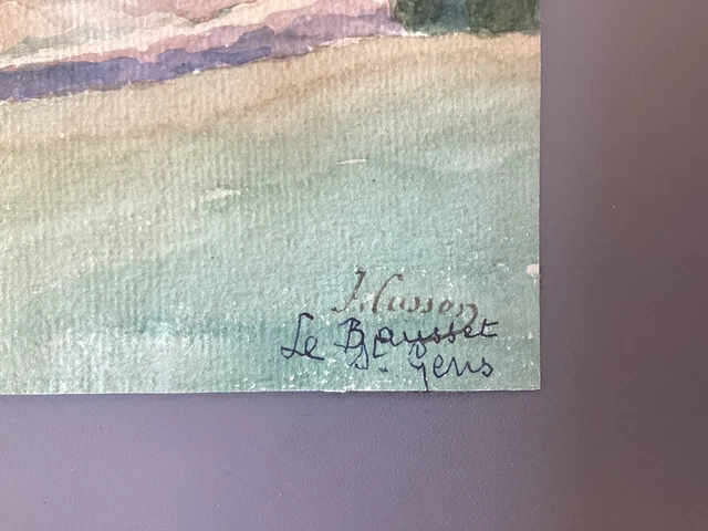 ANCIENNE AQUARELLE PAPIER Signée Vaucluse Le Beaucet Saint Gens Provence Alpes EUR 9,90 ...
