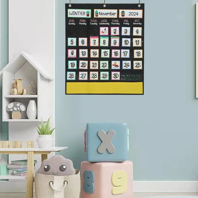 CALENDAR POCKET CHART Kindergarten Home Weekly Calendar £12.91 ...