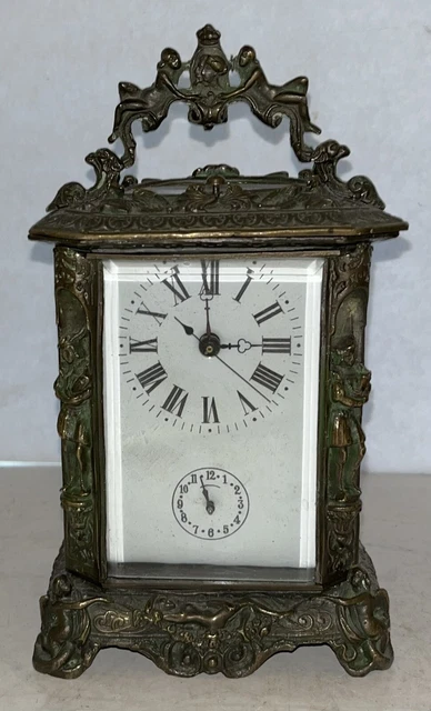 ANTIQUE FRENCH BRONZE Carriage Clock w/Figural Nudes EUR 173,02 ...