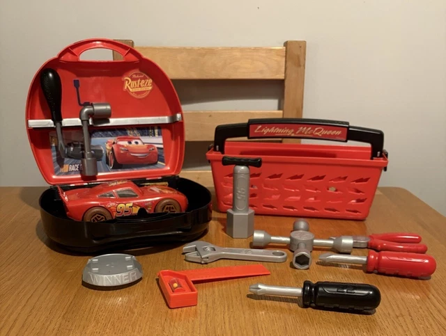 DISNEY PIXAR CARS Lightning McQueen Car & Toolbox Tool Kit Tool bundle ...