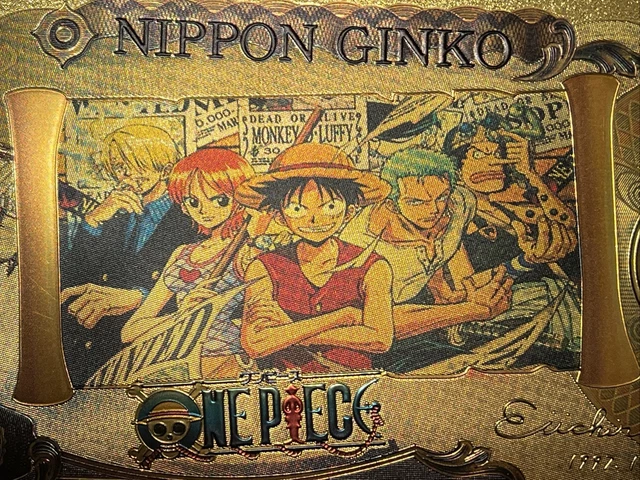 MONKEY D RUFFY One Piece Gold Banknote Anime Manga Cartoon Geschenknote ...
