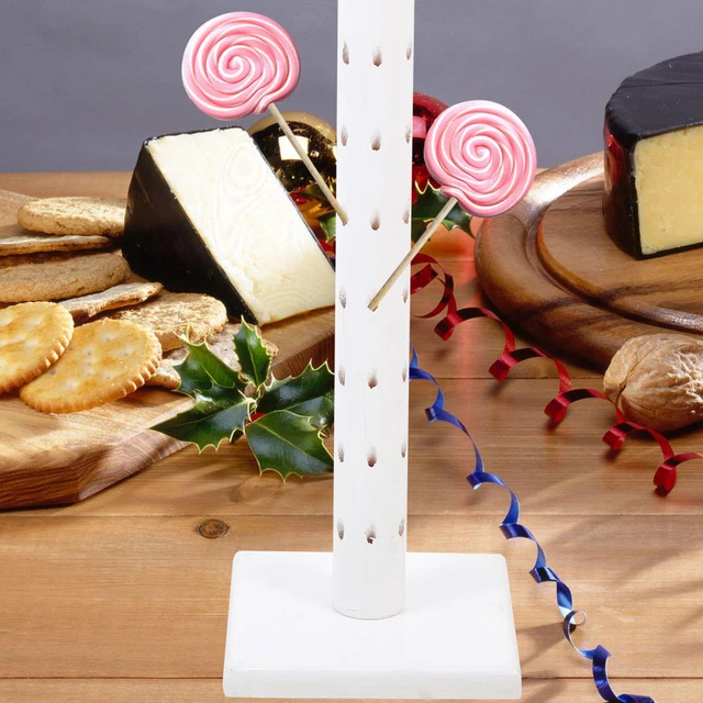 SUPPORTO PER LECCA-LEGNA legno bianco display torta stand espositivo ...