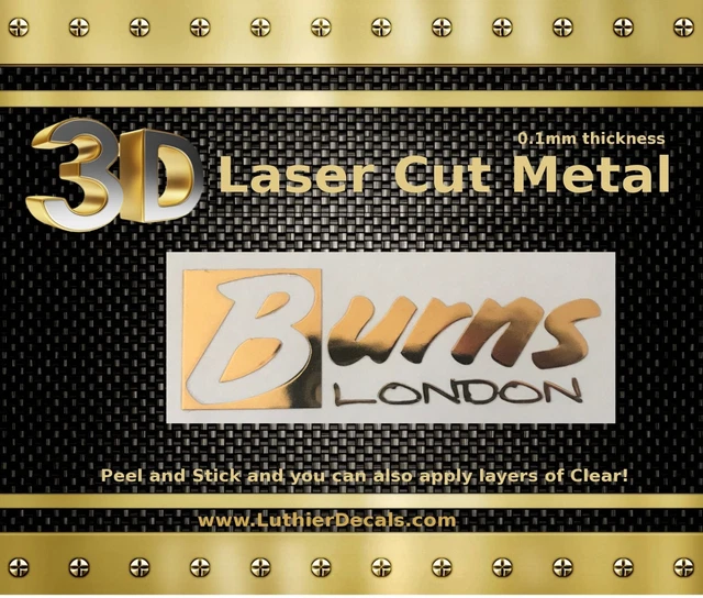 BURNS LONDON GUITAR Decal Metal Chrome headstock Restoration decal ...