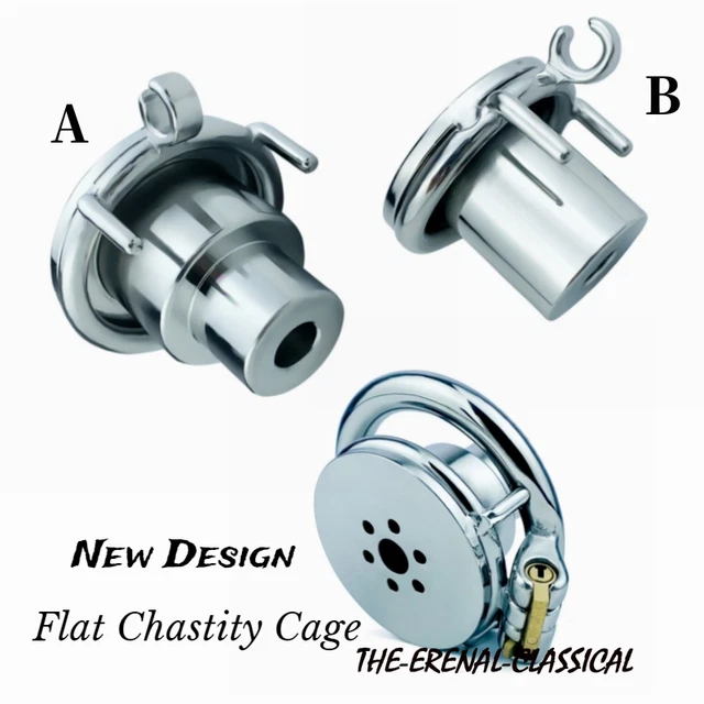 MALE FLAT CHASTITY Cage Inverted Metal Lock Chastity Belt Device ...
