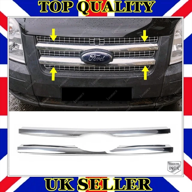 CHROME FRONT GRILL 2 pcs STAINLESS STEEL For FORD TRANSIT MK7 2006 to ...