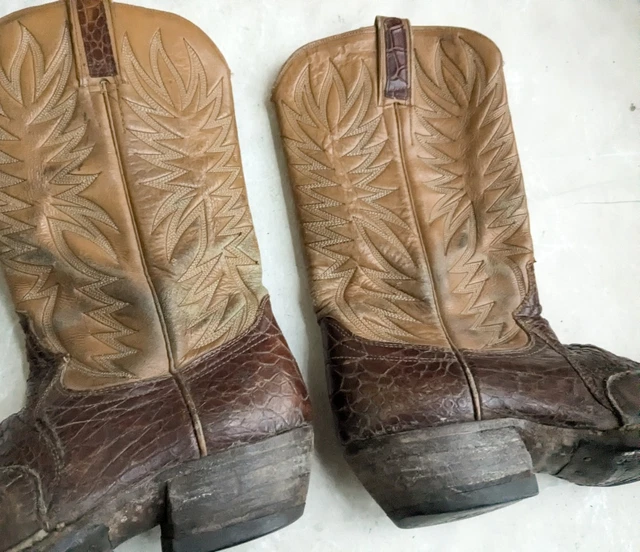 DAN POST COWBOY Boots Men 9 D Crocodile Leather Brown Shoe Botas ...