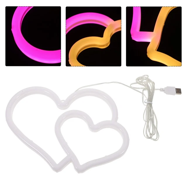 NEON HEART LIGHT: LED Neon Sign Table Lamp USB Wedding Signs LED Wall ...