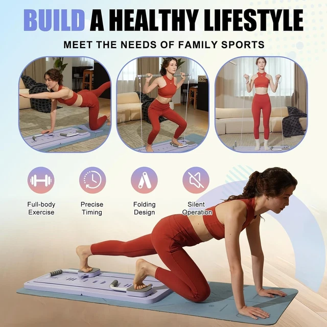 PILATES REFORMER BOARD Machine Upgraded with Pilates bar Foldable 7 in ...