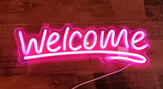 NEON SIGN PINK WELCOME USB POWERED 37cm £16.21 - PicClick UK
