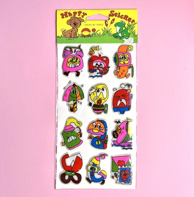 VINTAGE STICKERS PUFFY Happy Funny Love Comic Color New Sealed Sheet ...