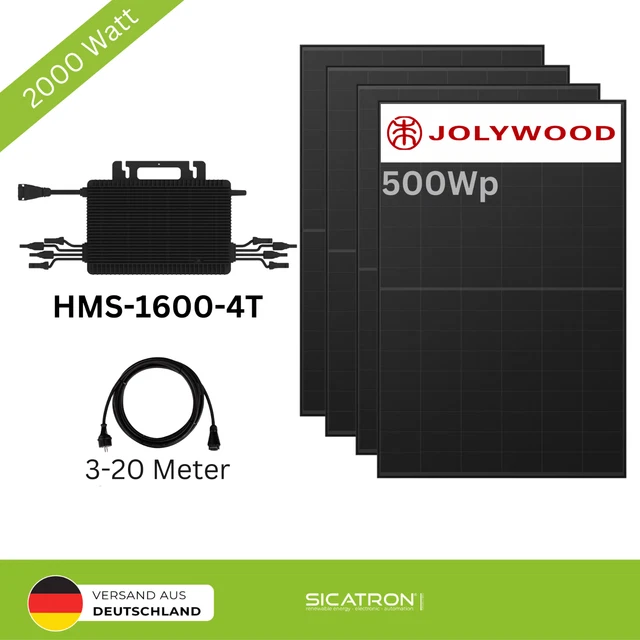 BALKONKRAFTWERK 2000W JOLYWOOD 500W Bifazial Hoymiles HMS-1600-4T 2000 ...