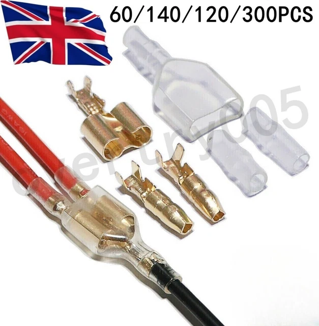 300/60X MOTORCYCLE BRASS Bullet Connectors Male&Female Electrical Wire ...