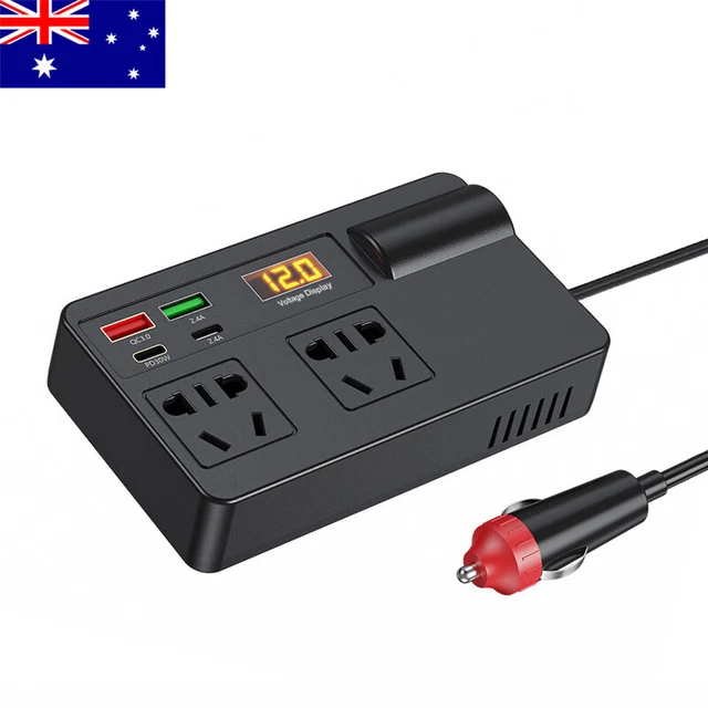 CAR POWER INVERTER 12V/24V to 240V AC Converter 200W Type C USB Phone ...