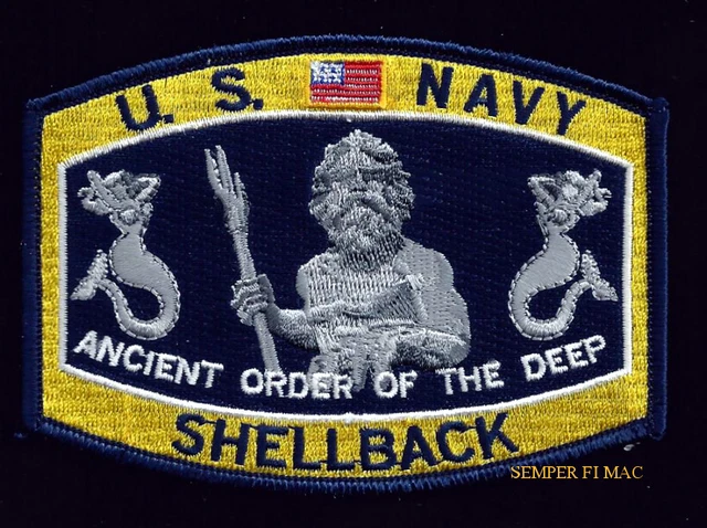 SHELLBACK PATCH USS Us Navy Equator King Neptune Mermaid Ancient Order ...