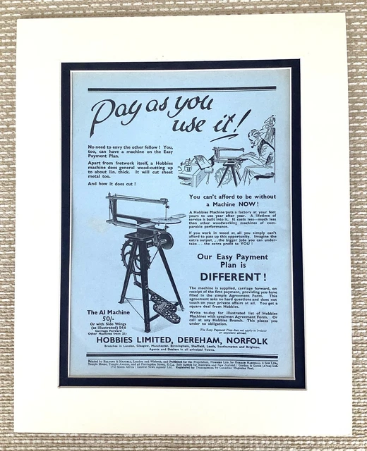 ANTIQUE PRINT OLD Advertisement Electric Fretsaw Band Saw Carpentry Old ...