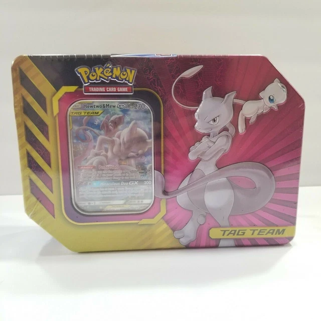MEWTWO & MEW GX Tag Team - Partnership Tin Pokémon Trading Card Game ...