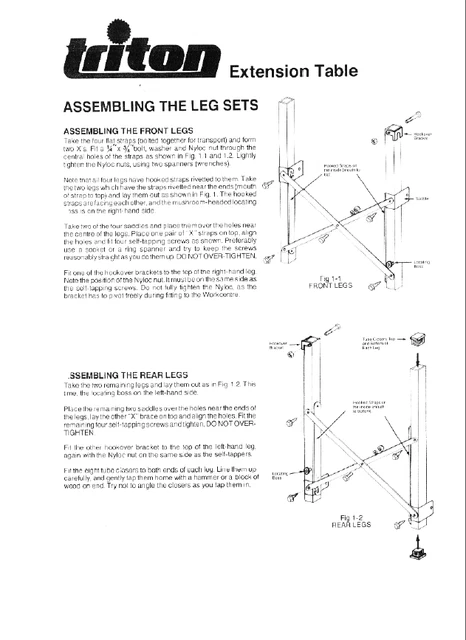 TRITON FIXED EXTENSION Table ETA001: Assembly & Use Manual $4.00 ...