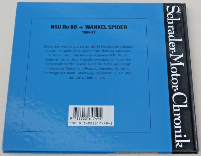 SCHRADER MOTOR CHRONIK Nr. 35 "NSU Ro 80 + Wankel Spider" von 1964 ...