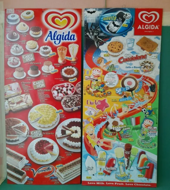 LOTTO 2 TARGHE Insegna Targa Tabella Latta Algida Listino Prezzi 2002/ ...