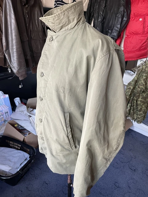 VINTAGE US NAVY jacket N-4 N4 USN Deck WW2 40’s Wool Lined Conmar Zip S ...