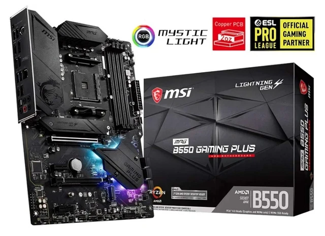MSI MPG B550 GAMING PLUS Motherboard ATX AMD Ryzen 3rd Gen Processors ...