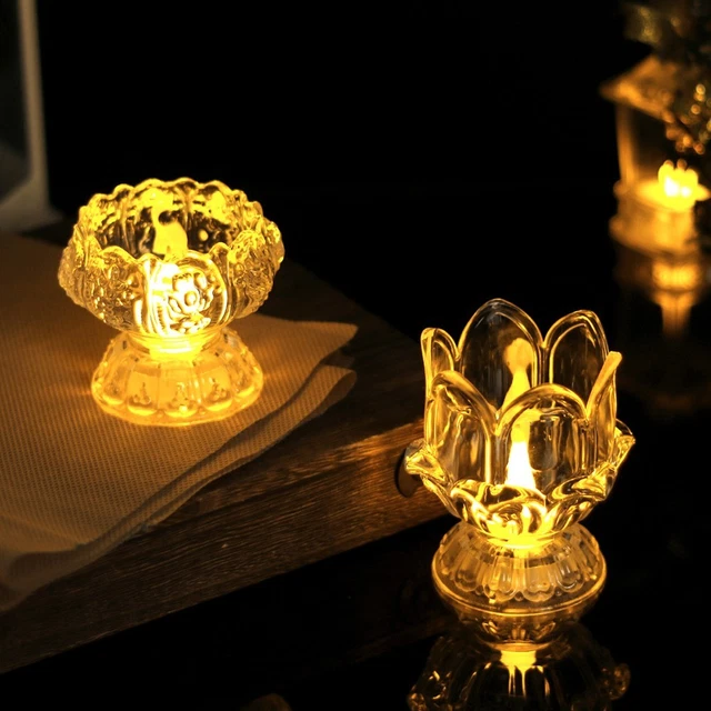 LOTUS DESIGN LED Lamp Safe for Various Settings Home Temple Candle ...