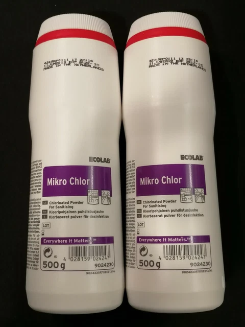 2 X ECOLAB Mikro Chlor 500g Shaker £11.99 - PicClick UK