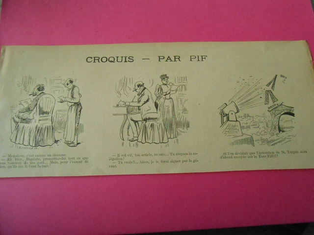 VIGNETTE 19ÈM CARICATURE Humour Invention testée sur la Tour Eiffel EUR ...