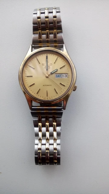 VINTAGE GENTS SEIKO 5 Automatic Gold Coloured Watch £20.00 - PicClick UK